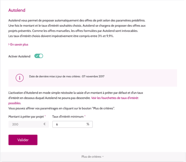 Visite guidée de l’espace prêteur – Autolend - Unilend